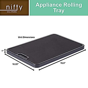 Nifty 3-Pack Appliance Rolling Tray - Black, Home Kitchen Counter Organizer, Integrated Rolling System, Non-Slip Pad Top for Coffee Maker, Stand Mixer, Blender, Toaster