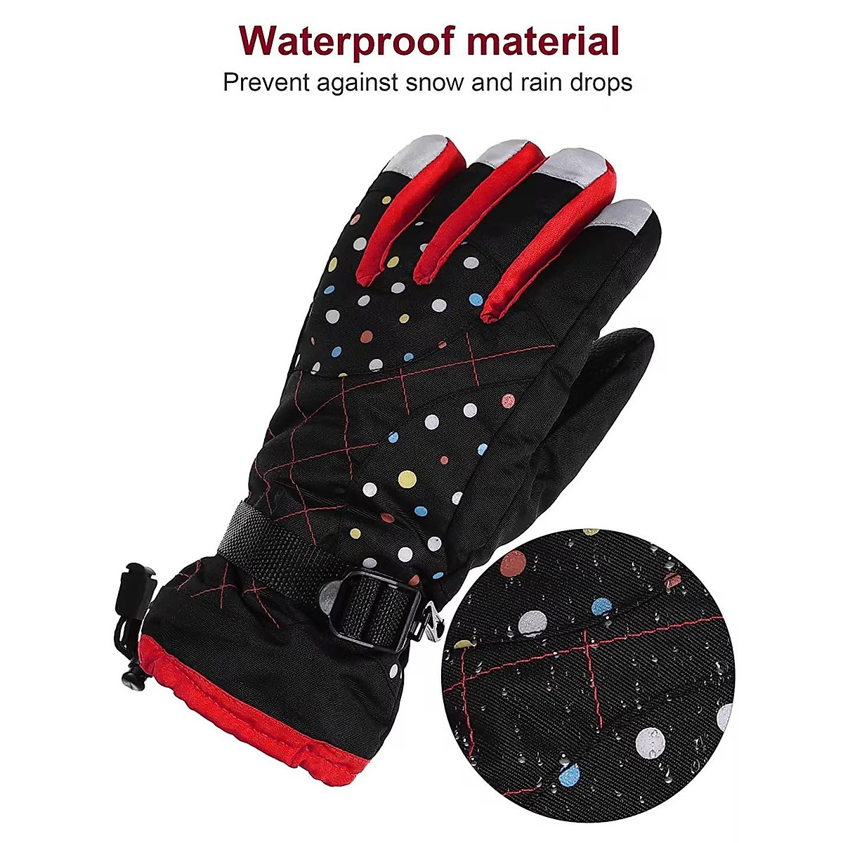 SATINIOR Women Winter Ski Gloves Waterproof Snow Gloves Warm Snowboard Gloves for Cold Outdoor Activities (Black)