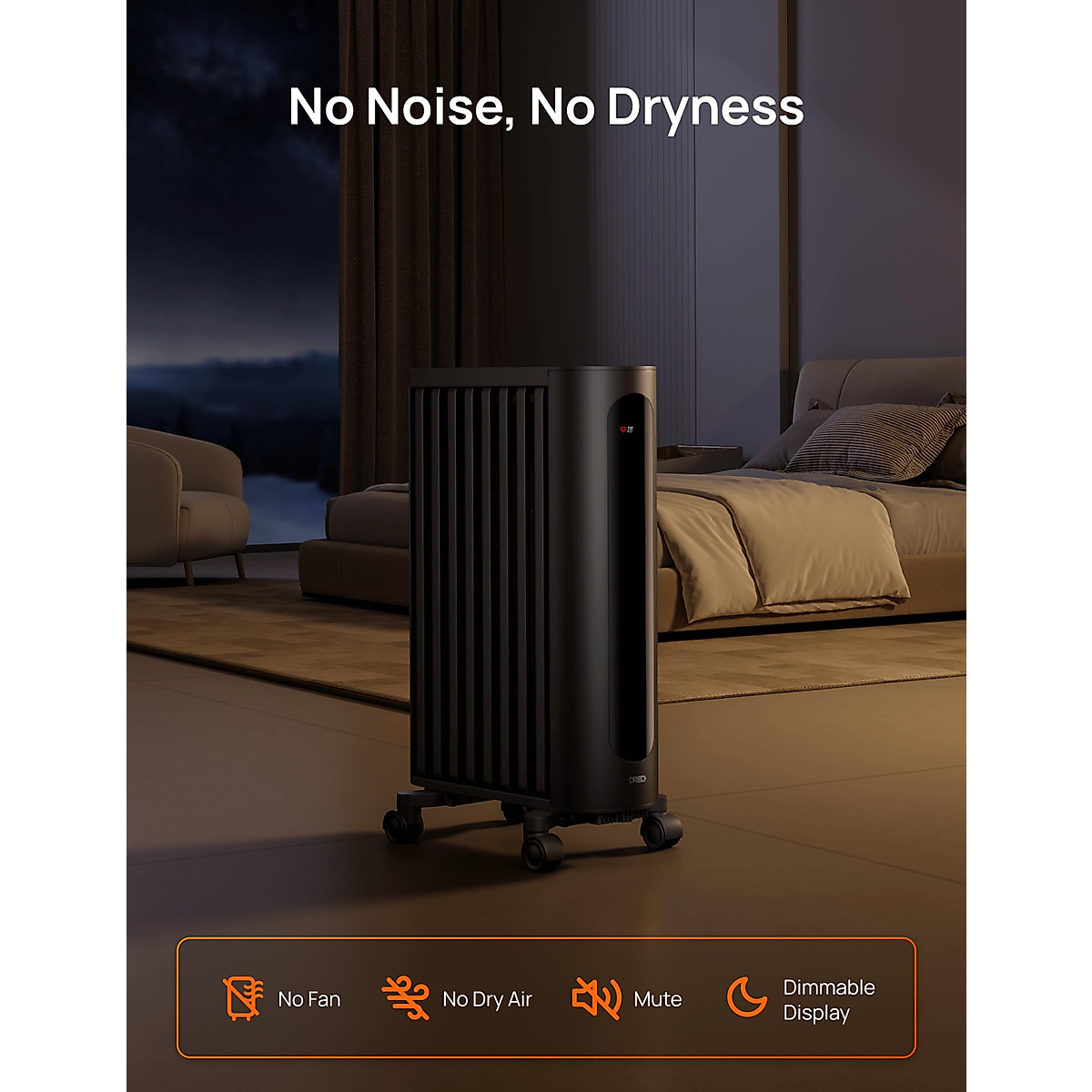 Dreo Oil Filled Radiator Heater, 1500W Radiant Heater with Remote Control, Digital Thermostat, 4 Modes, 24h Timer, 10 Safety Protections, Child Lock, Space Heaters for Indoor Use Large Room Bedroom