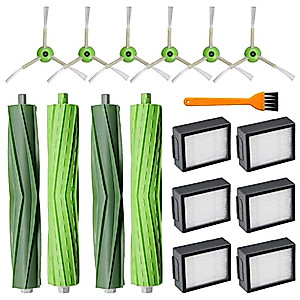 Replacement for iRobot Roomba i7 i7+ i7 Plus E5 E6 E7 Parts Kit - Replenishement Vacuum Cleaner Accessories with 2 Set Multi-Surface Rubber Brushes, 6PCS HEPA Filters, 6 Edge-Sweeping Side Brushes