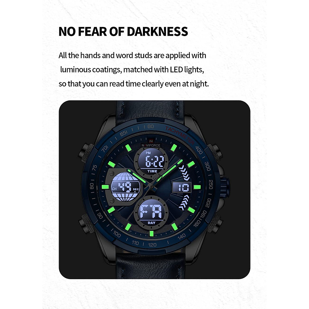 AIMES Men Military Digital Watches Stylish Casual Analog Quartz Waterproof Watch Sport Multifunction Leather Wristwatch Business Dress Wrist Watch for Men