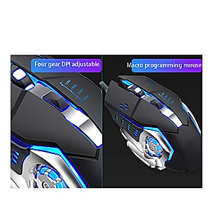 ARCH Wired Gaming Keyboard with Detachable Wrist Rest 108 Keys Mechanical Keyboard and Mouse Combo for Windows, iOS, Android, Computer Desktop PC Laptop (Color : C, Size : Black Shaft)