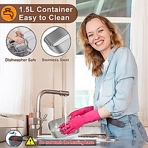 Akhia Electric Lunch Box Food Heater, 60-80W Heated Lunch Boxes for Adults Man Work Car Truck, Portable Food Warmer Heating Lunch Box with 1.5L 304 Stainless Steel Container, 12V/24V/110V