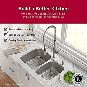 KRAUS Outlast MicroShield Scratch-Resist Stainless Steel Undermount 60/40 Double Bowl Sink, 32" 16 Gauge, Premier Series KBU24E