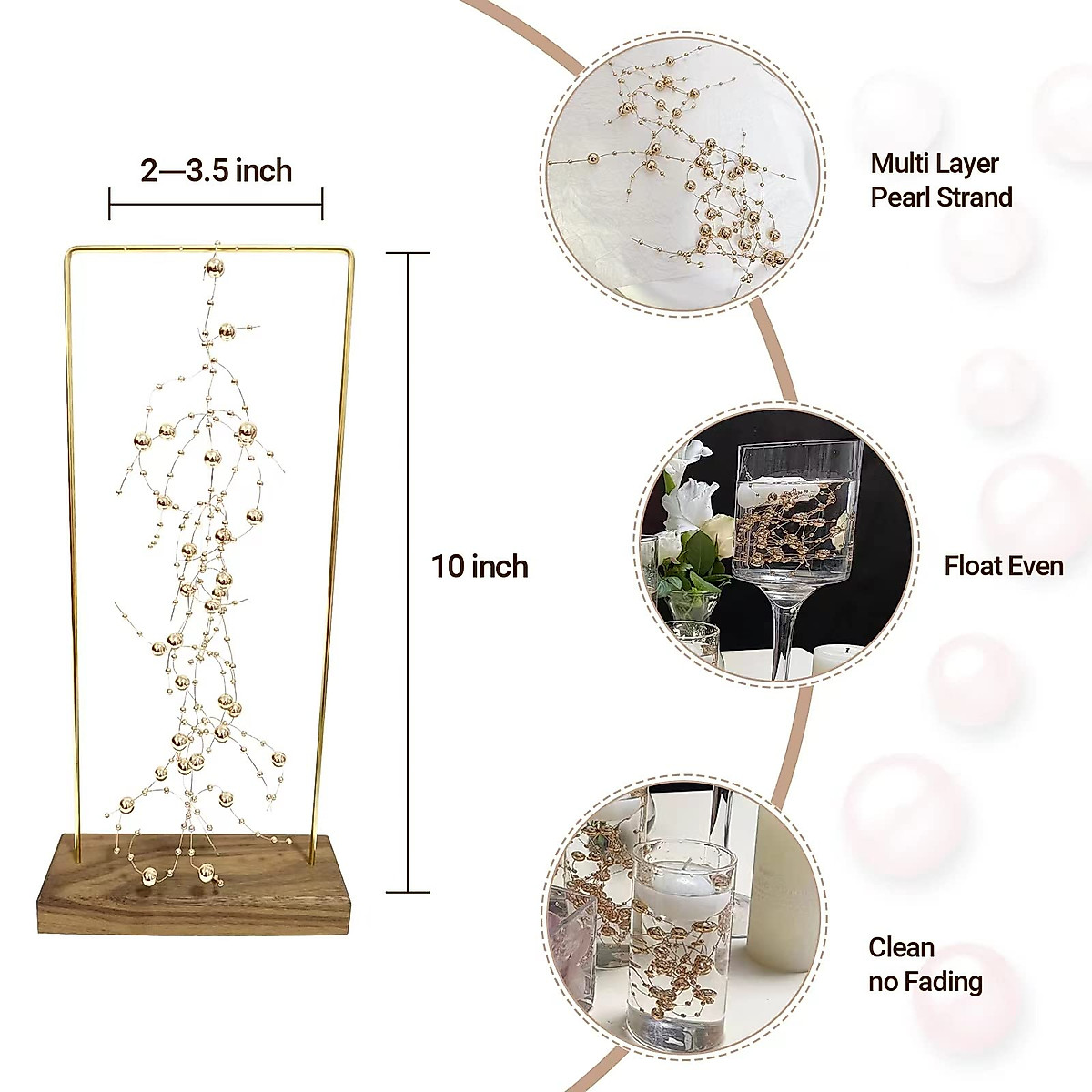 TeaSu 12pcs Pearl String, for Wedding Centerpiece, Vase Filler and Decor for Floating Candles