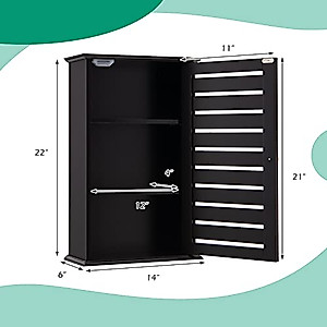 Giantex Bathroom Wall Cabinet, Over The Toilet Storage Medicine Cabinets with Louvered Door and 2 Adjustable Shelves, Wall Mounted Organizer for Living Room, Kitchen and Entryway Wall Cabinet