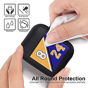 Basketball Headphone case Compatible with Airpods 2&1 Cover [8/24] Basketball Jersey Unique Design Mamba Spirit with Keychain Soft Skin Black Protective Case for Fans Boys Girls Teen