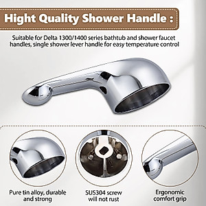 H79 Faucet Handle Compatible with Delta Tub & Shower Single Metal Lever Handle, Shower Handle Replacement for Delta 1300/1400 Series Tub Faucet, Shower Replacement Parts with Screw & Wrench