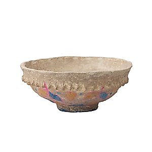 Creative Co-Op Hand Painted Vintage Reproduction Paper Mache Bowl, Multicolor Decorative Accents, 14" L x 14" W x 6" H