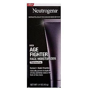 Neutrogena Age Fighter Anti-Wrinkle Retinol Moisturizer for Men, Daily Oil-Free Anti-Aging Face Lotion with Retinol, Multi-Vitamins, and Broad Spectrum SPF 15 Sunscreen, 1.4 oz
