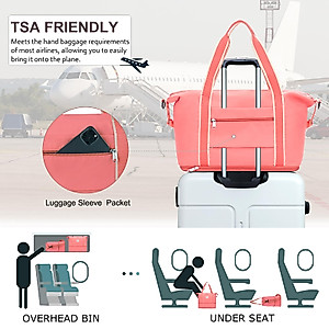 YAVIV Weekender Travel Duffle Bag for Women with Expandable Storage, Wet Pocket, Crossbody Shoulder Strap, and Suitcase Trolly Sleeve for Overnight Trips, Traveling, and Gym, Barbie Pink