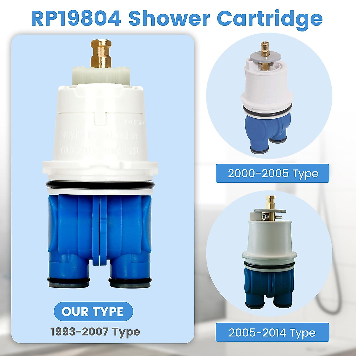 RP19804 Shower Cartridge Compatible with Delta Faucet 1300/1400 Series Tub and Shower Valves, RP19804 Cartridge Replacement Fits Select Monitor Valves 1993-2007 (2 PCS)