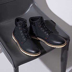 Vostey Men's Chukka Boots Motorcycle Casual Hiking Boot for Men(BMY671B Black 10.5)