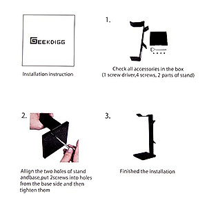 GeekDigg Headphone Stand Gaming Headset Holder For Desk Cable Organizer & Cellphone Stand for All Headphones Size headphone Holder Set for Gaming PC Accessories Gaming Station Transparent