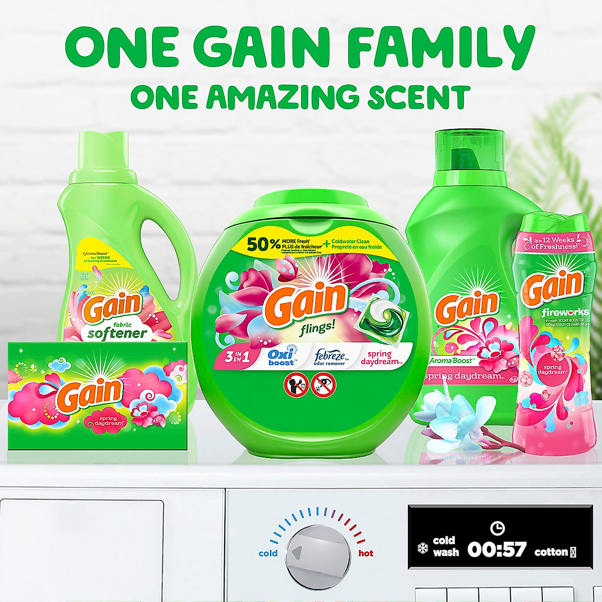 Gain flings Laundry Detergent Soap Pacs HE Compatible 112 ct Long Lasting Scent Spring Daydream