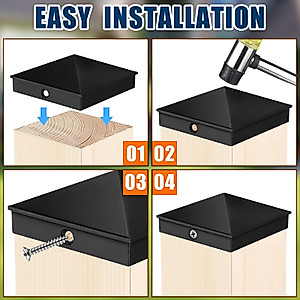 4 Pack 6x6 Aluminum Pyramid Fence Post Caps Vinyl Post Cap Cover for 6x6 Nominal Post (Actual 5.5" x 5.5") Deck Post Top with 8 Stainless Steel Screws for Post of Deck Corridor Mailbox Fence Stair