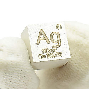 99.99% Pure Silver 10mm Density Cube for Element Collection Display Lab Experiment Material Hobbies Simple Substance Original Metal Color Good as Science Business Gift