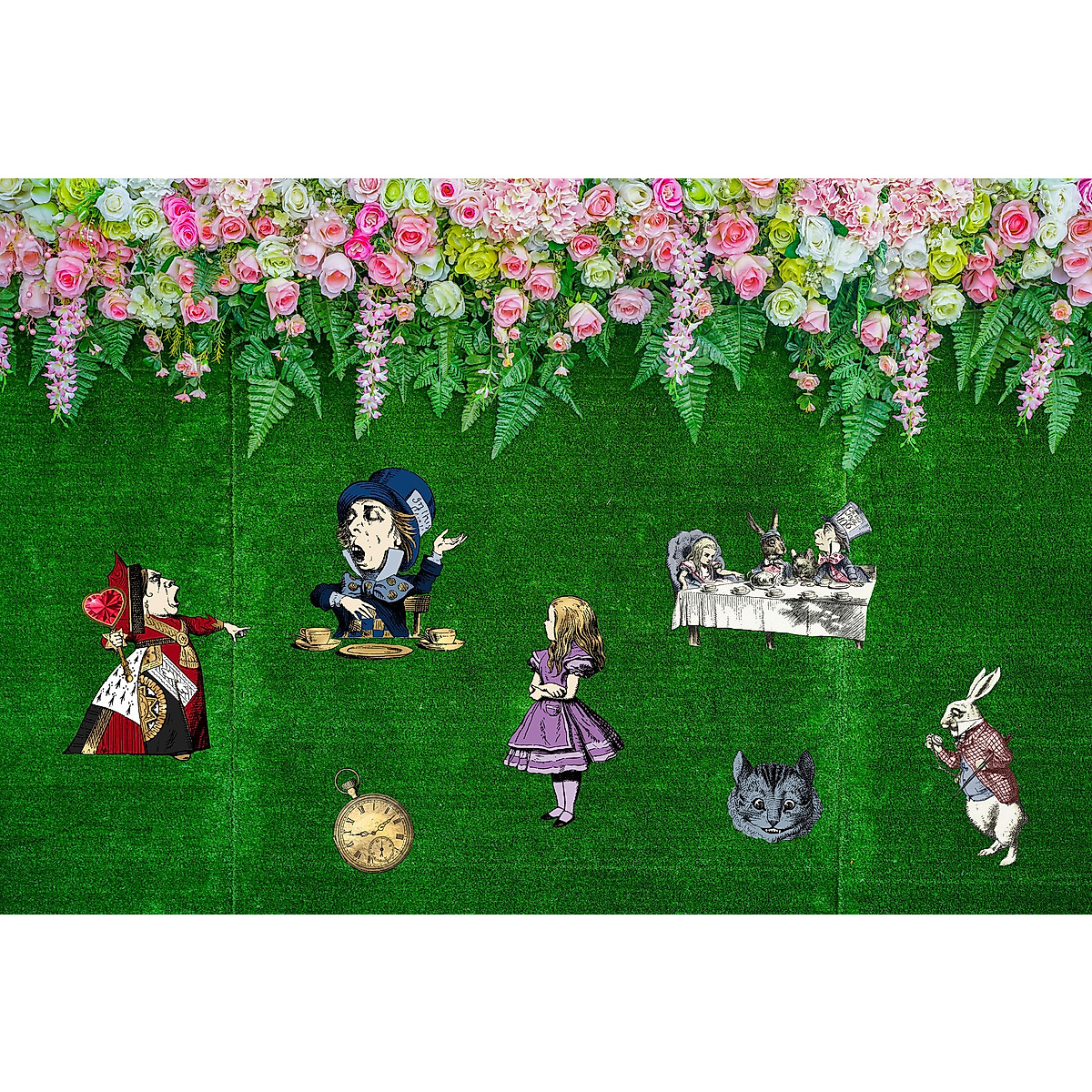 Alice in Wonderland Decor Tea Party Decoration Cardboard Cutouts 10 PCS Double Sided Laminated