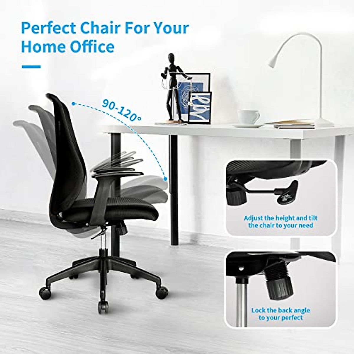 FLEXISPOT Office Chair Height Adjustable Computer Desk Chair Ergonomic Home Office Desk Chair with Y Shape Backrest Black