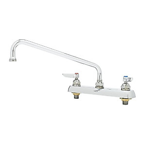 T&S Brass "T&S Brass B-1123 Workboard Faucet, Deck Mount, 8"" Centers, 12"" Swing Nozzle, Lever Handles", silver