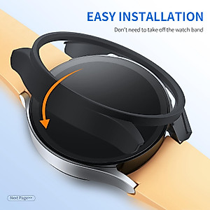 [5+5 Pack] Compatible for Samsung Galaxy Watch 5 / Galaxy Watch 4 44mm Screen Protector Case,Matte PC Bumper Cover+5 Tempered Glass Screen Protector Films for Galaxy Watch 5 4 Accessories