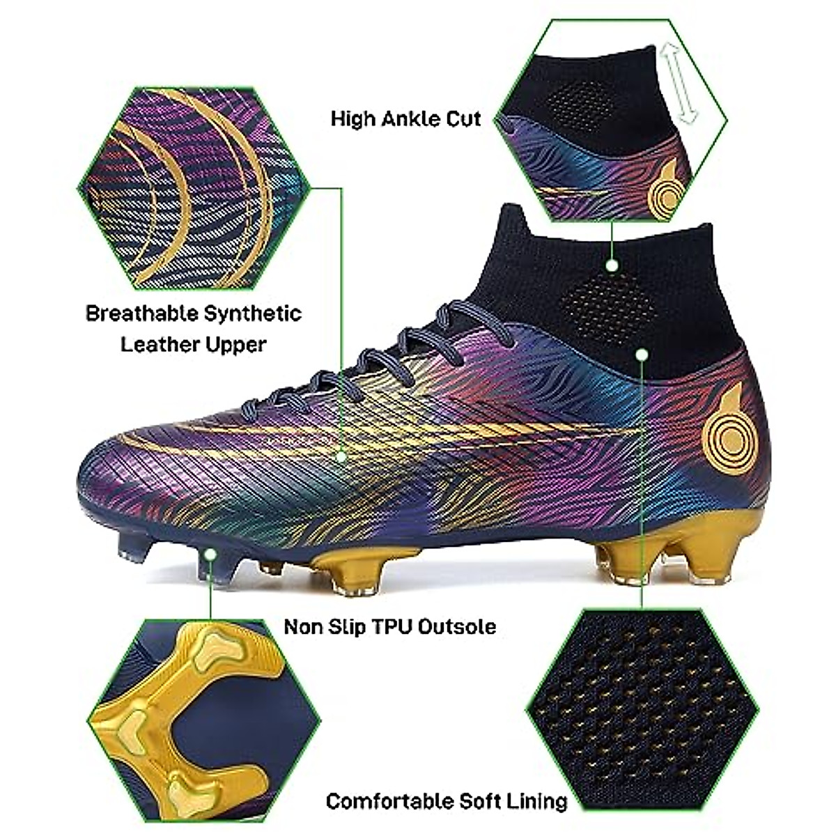 Men's Women's Unisex Soccer Cleats FG/AG Soccer Shoes Indoor Outdoor Turf Firm Ground High-top Spikes Younth Professional Training Football Boots