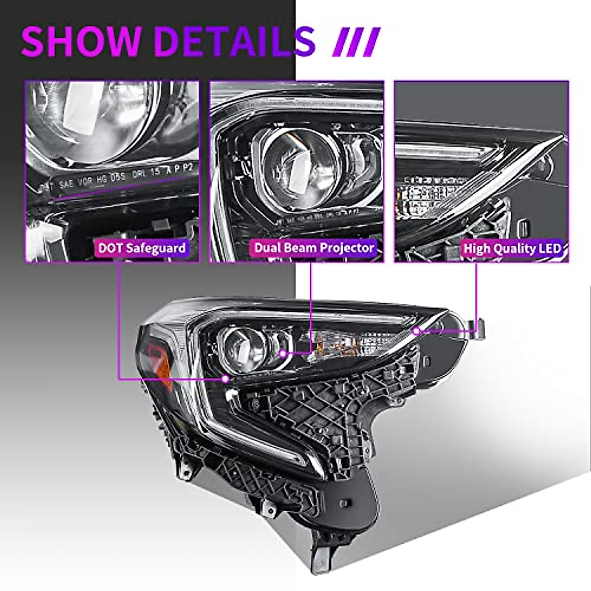 Archaic Headlights Assembly Compatible with 2018-2021 GMC Terrain SL SLE SLT,for OE Xenon/HID,Passenger Side/Right,84312727, 84610586, 84751230