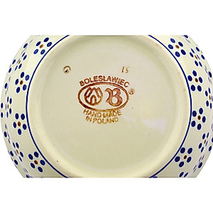 Polish Pottery 6½-inch Bowl (Daisy Dots Theme) + Certificate of Authenticity