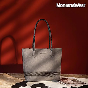 Montana West Large Handbags for Women Tote Bag with Zipper Top-handle Shoulder Bag MWC-090BGY