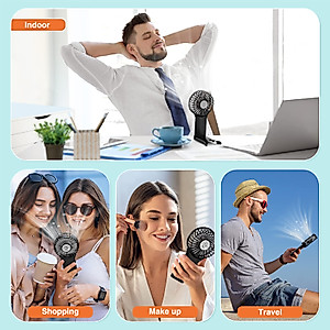 Yucime Portable Handheld Fan Desk Fan, Powerful Personal Fan 4 Adjustable Speed USB Recharging Battery Operated Mini Fan with Makeup Mirror for Stylish Girl Kids Women Men 1 Count (Pack of 1)