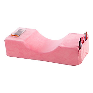 Sankell Beauty Eyelash Extension Neck Pillow Comfortable Memory Foam Grafted Eyelash Curve Pillow with Makeup Pocket to Protect Neck Velvet Pillow Cover Removable (Pink)