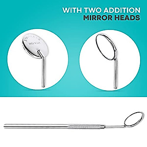 HOKIN Dental Mirror Number 5 Stainless Steel Professional Dentist Mirror with Two Removable Mirror Heads