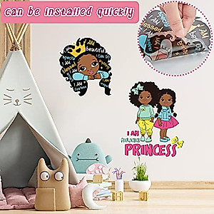 4 Pieces Black Girl Inspirational Quote Wall Decal Motivational Saying African American Sticker Positive Black Girl Stickers Little Girl Decals for Bedroom Girl Power Wall Decal for Nursery Decor