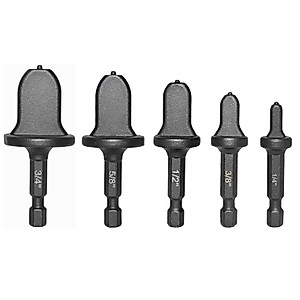 HVAC Copper Tube Flaring Tool 5PC Drill Bit Set, Copper Pipe Expander Bit for Air Conditioner Repairing, Include 3/4 5/8 1/2 3/8 and 1/4, Hex Shank for Impact Drill and Power Drill