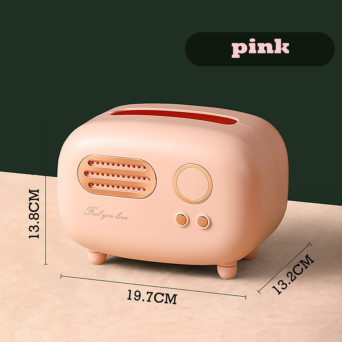 Retro Radio Shape Tissue Cover Box, Practical and Cute for Kitchen,Bathroom Vanity Countertops, Bedroom Dressers,Night Stands, Desks and Tables, Creative Gift (Retro Radio Pink)