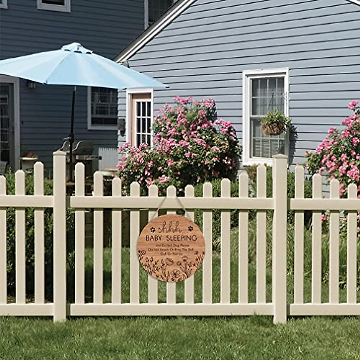 TOARTi Funny Baby Sleeping Hanging Sign Plaque, Do Not Knock Or Ring The Bell, Round Wooden Door Hanger for Baby Room, Nursery, Front Door, Door Knob Decor (12x12inch)