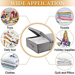 Chumia 6 Pcs Under Bed Storage with Lids and Handle Large Under Bed Storage Containers Foldable Stackable Blanket Storage Sturdy Drawer Box Organizer Bins for Clothes Shoes Pillows Toys Quilts, Gray