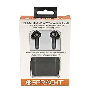 Spracht Zum Truly Wireless Bluetooth 5 Stereo Earbuds, Black (Zum-BT-TWS-2)