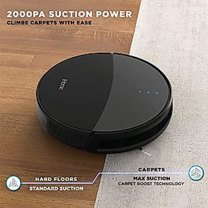 iHome AutoVac Eclipse, Robot Vacuum Cleaner, Self Charging Vacuum Robot, Mopping Function, 2,000 PA Suction, APP Control, Mapping Technology, Set Schedules, Ideal for Pet Hair, Carpets & Hard Floors