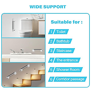 Grab Bars for Bathtubs and Showers, 2 Pack Suction Grab Bars Handle, Heavy Duty Shower Handle Removable, Safety Bars for Shower Chair, Bathroom, Shower Handrails for Seniors and Elderly, 12 Inch White