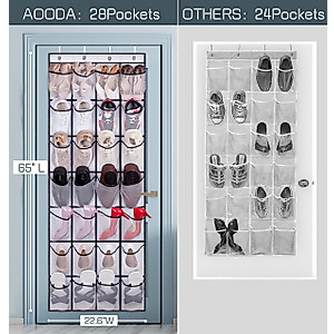 AOODA 28 Large Mesh Pockets Over The Door Shoe Rack, Hanging Shoe Organizer for Closet Hanging Shoe Rack Holder Hanger, White
