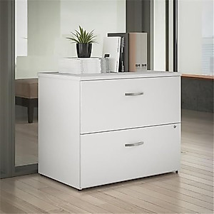 Bush Business Furniture Office in an Hour 2 Drawer Lateral File Cabinet | Locking Storage for Letter, Legal, and A4-size Documents, Pure White