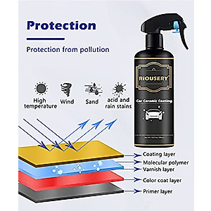 RIOUSERY Ceramic Coating for Cars, 10.2 Oz Car Wax Polish Spray Waterless Car Wash & Car Polish & Wax, The Ultimate Nano Ceramic Spray Protection for Car, Boat & Motorcycle for Easy Use