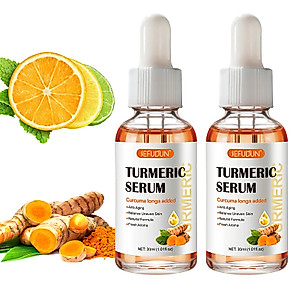 2 Pack Turmeric Serum for Dark Spots, Turmeric Dark Spot Corrector Serum for Acne, Hyperpigmentation and Smooth Skin, Formulated with Hyaluronic Acid, Vitamin C & E - 1.01 FL.OZ