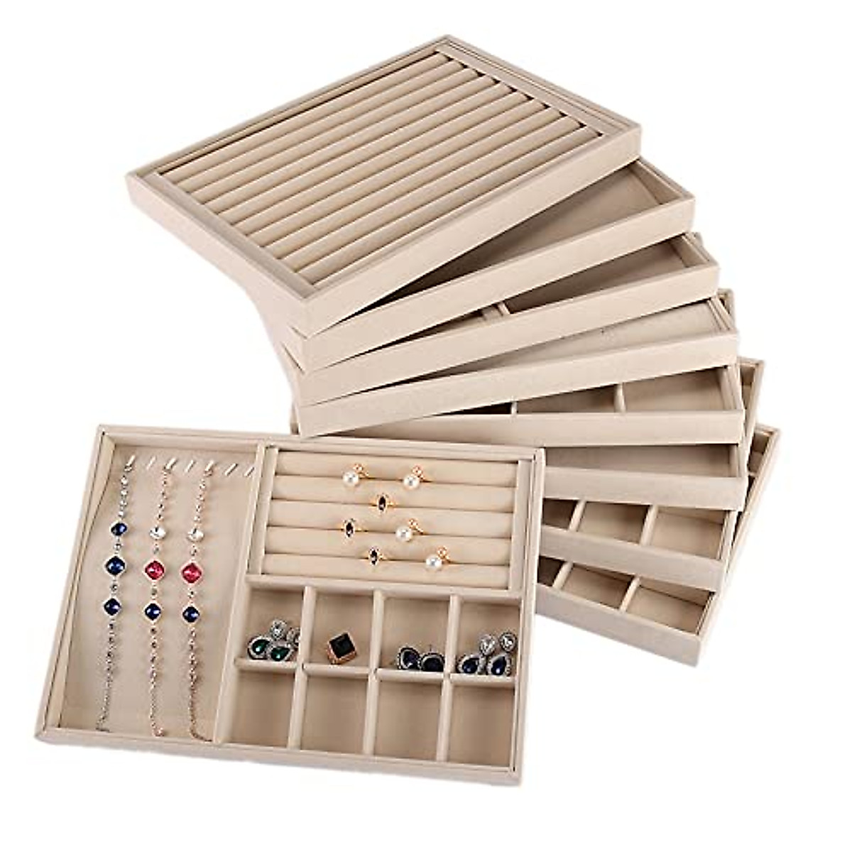 ZZYINH AN207 Flannel Jewelry Box Earrings Necklace Display Disc Multi-Function Jewelry Box Small Jewelry (Color : Stud Ear Box)