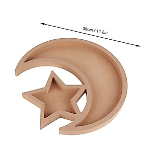 Ramadan Wood Tray Eid Wooden Dessert Tray Cute Shape Multifunctional Ramadan Wood Moon Tray for Home Ramadan Party Garden Decor