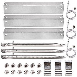 Adviace Grill Parts Kit Compatible with Char Griller 5050 5650 3001 5072 3072 3008 5252 3030 300 Replacement Parts, Heat Plates, Burner Pipes, Igniters, Burner Tube/Flare Up Shield Support Kit