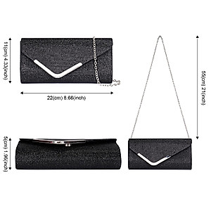 Larcenciel Black Clutch Purses for Women Shiny Sequin Envelope Evening Bag