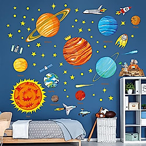 DECOWALL SG2-1501 The Solar System Kids Wall Stickers Wall Decals Peel and Stick Removable Wall Stickers for Kids Nursery Bedroom Living Room (Large) d?cor