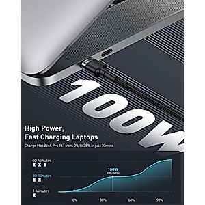 Baseus USB C Cable, [2-Pack 6.6ft+6.6ft] 100W PD 5A QC 4.0 Fast Charging USB C to USB C Cable, Nylon Braided Type C Cable for Samsung S21 S20 Note 20 iPad Pro MacBook Pro Google Pixel etc(Black)